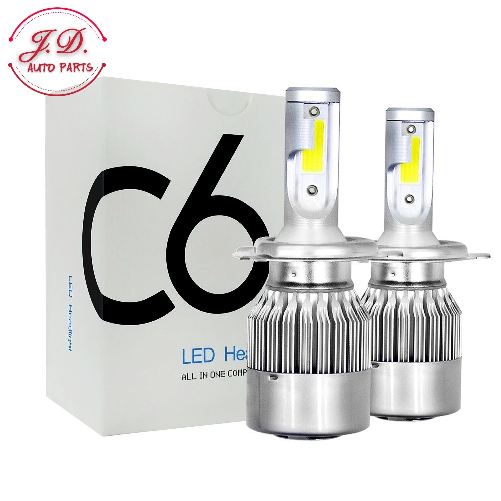 1คู่ ไฟหน้ารถยนต์ C6 LED แสงสีขาว H1 H3 H4 H7 H11 9005 9006 36W 6000K | Shopee Thailand