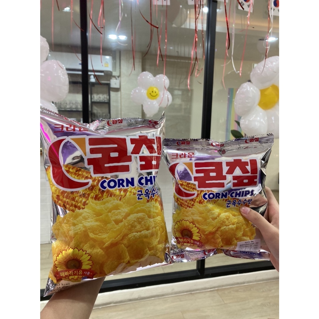 ขนมเกาหลี ขนมอบกรอบชนิดแผ่นรสข้าวโพด คราวน์ คอร์น ชิพ crown corn chip 콘 ...