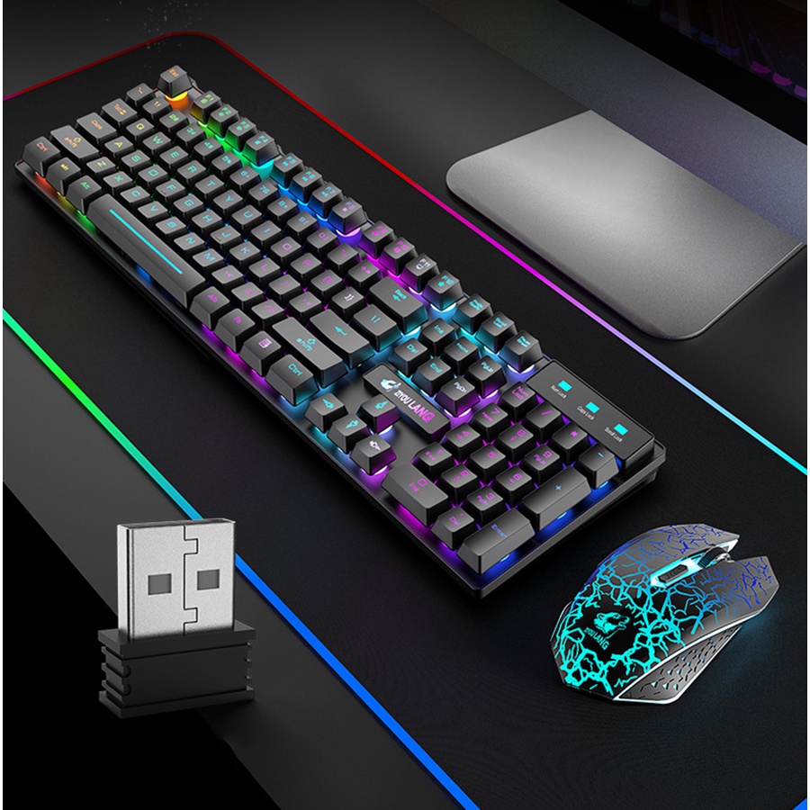 T3 Wireless Keyboard Mouse Kit 104 keys 2.4G Wireless Rechargeable Game ...
