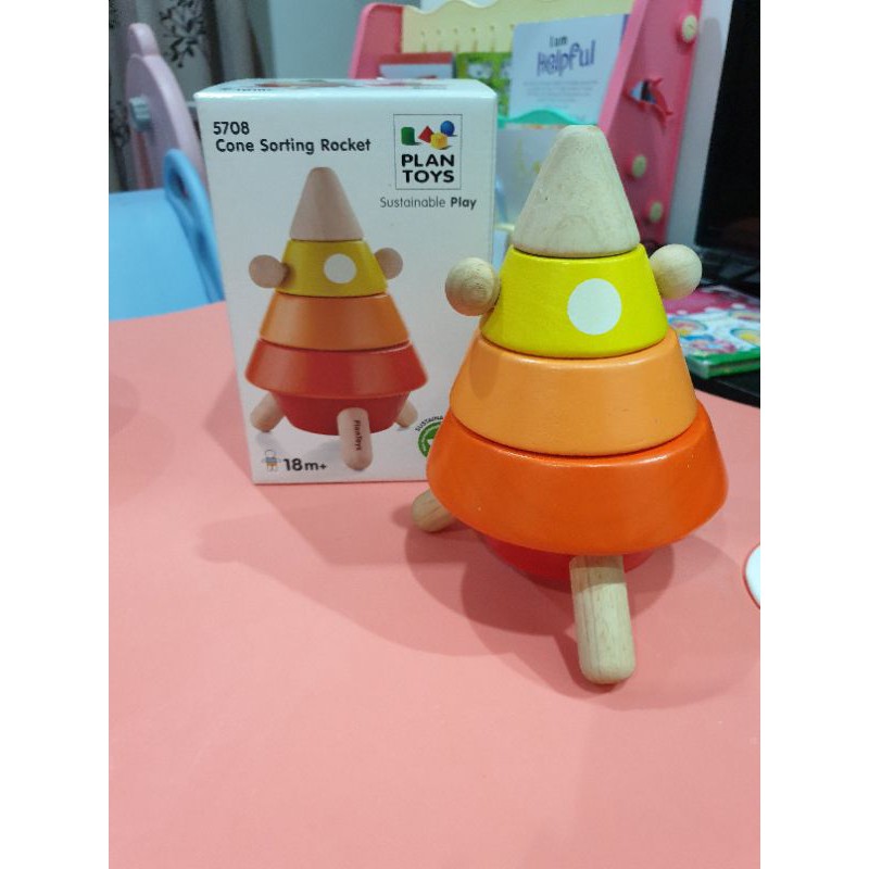 PlanToys Cone Sorting Rocket ของเล่นไม้ เรียงซ้อน กระสวยอวกาศ | Shopee Thailand