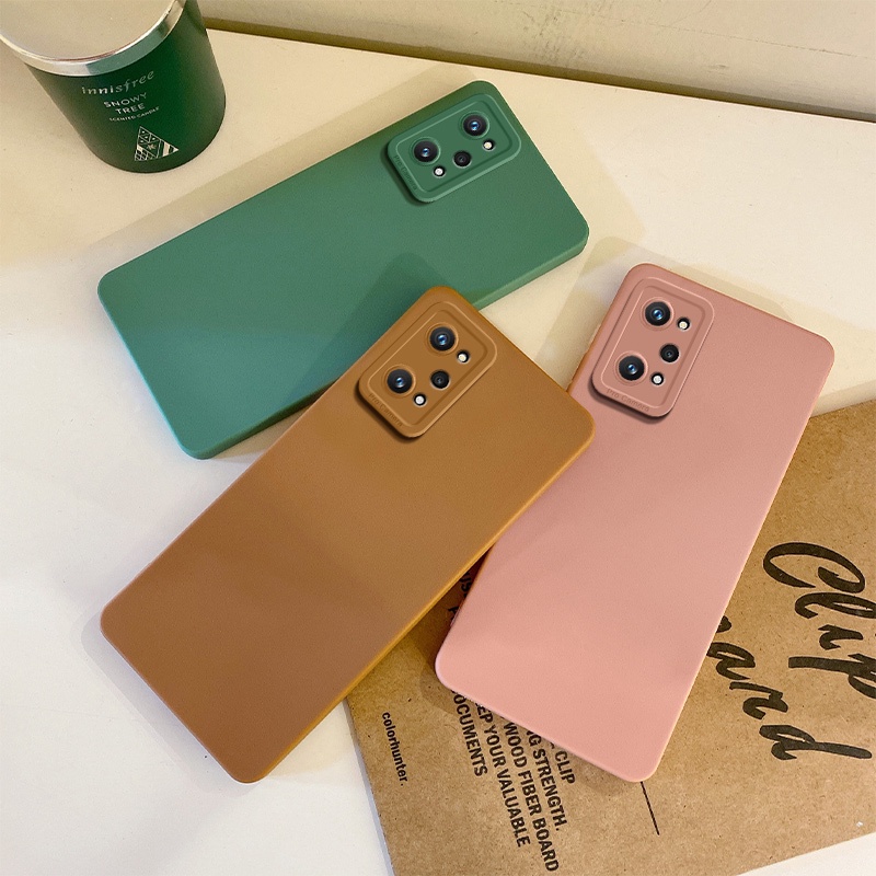 เคส ซิลิโคนนุ่มเคสป้องกันขอบสี่เหลี่ยมกล้องแองเจิลอายกันกระแทกสี Realme 10 9 9i 8 7 Pro Plus ...