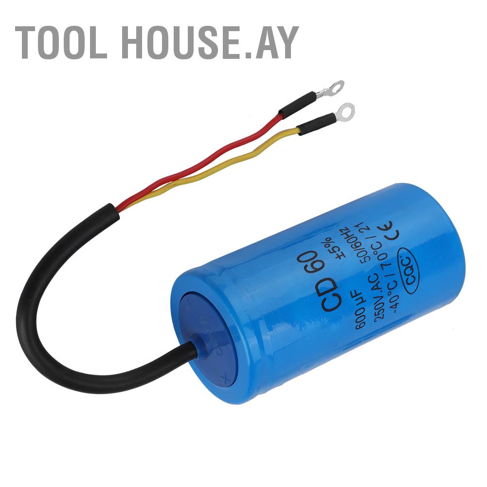 House.Ay Cd60 Run Capacitor พร้อมสายไฟ 250V Ac 600Uf 50/60Hz สําหรับ ...