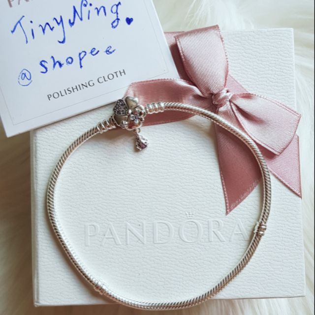 Pandora sz23 สร้อยแพนโดร่าแท้ หัวล็อกดอกไม้ม่วง ห้อยเต่าทอง | Shopee ...