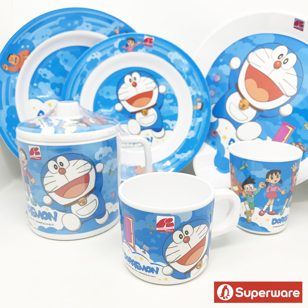 โดเรม่อน สกาย จานเมลามีน ถาดหลุม ช้อน แก้วน้ำเด็ก Doraemon Superware ศรีไทยซุปเปอร์แวร์ [ขายแยก ...
