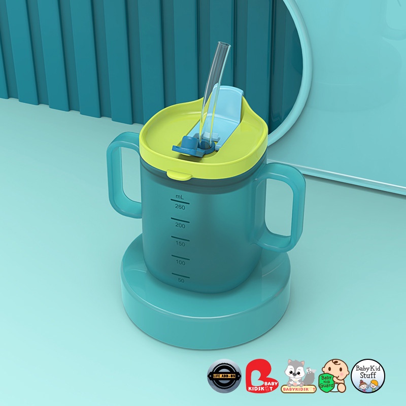 Hogokids แก้วน้ำเด็ก 260ml. ทรงสี่เหลี่ยม มีหูจับ ถ้วยนมเด็ก กระบอกดื่มน้ำสำหรับเด็ก พร้อมส่ง ...