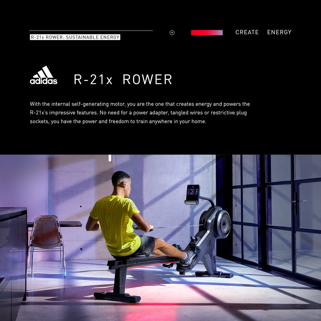 เครื่องกรรเชียงบกแบบลม Adidas R-21x Rower ปรับแรงต้านทานได้ 16 ระดับ ...