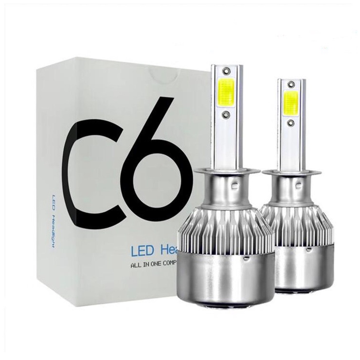 ไฟหน้ารถยนต์ LED C6 1คู่ COB H1 5500LM 55W 6000K สีขาว | Shopee Thailand