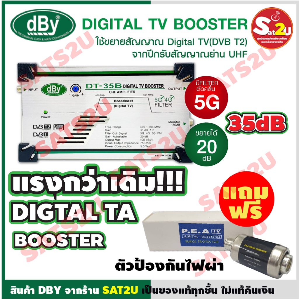 อุปกรณ์ขยายสัญญาณ Digital TV จากปีกรับสัญญาณย่าน UHF ยี่ห้อ dBy รุ่น DT ...