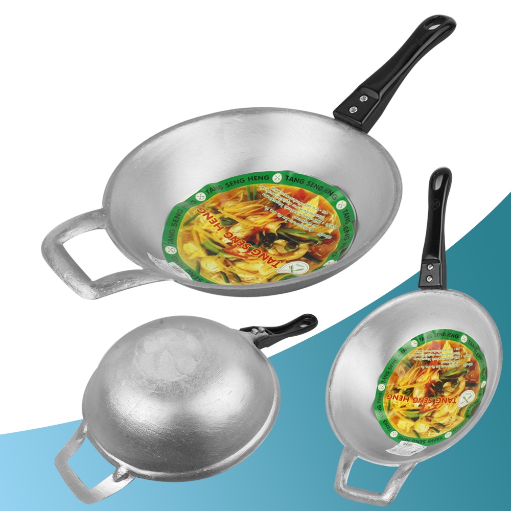 Telecorsa กระทะอลูมิเนียมด้ามดำ กระทะอะลูมิเนียม ตราศรคู่ รุ่น Aluminium-frying-pan-inches-00A ...