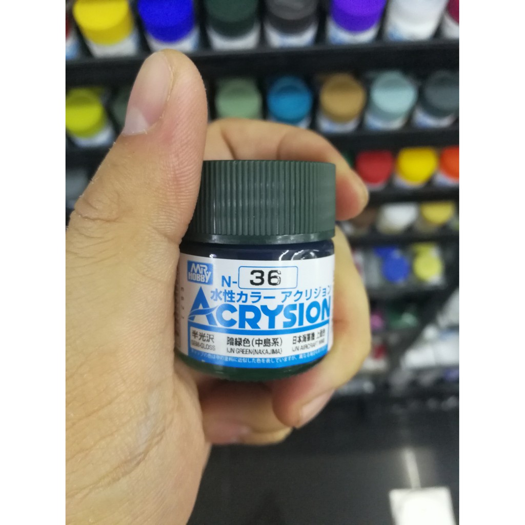 สีสูตรน้ำ Mr.Acrysion Color N36 IJN GREEN (NAKAJIMA) (Semi-Gloss) 10ml ...