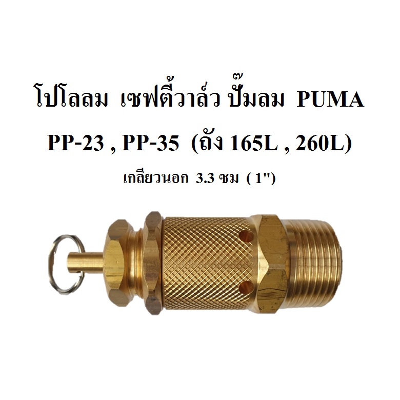 โปโลลม เซฟตี้วาล์ว PP-23, PP-35 Safty Valve 3-5HP (ถัง 165L, 260L) อะไหล่ปั๊มลม PUMA | Shopee ...