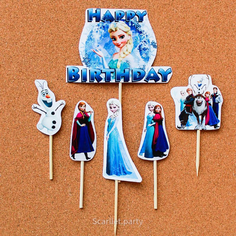 ป้ายแบนเนอร์ HAPPY BIRTHDAY FROZEN BIRTHDAY ELSA ANNA TOPPER CAKE TART ...