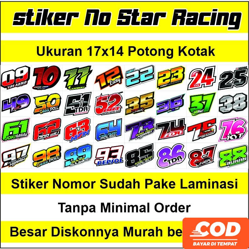 Star Number Sticker Decal Racing start กันน ้ ํา กันน ้ ํา ทนทาน ติดทน ...