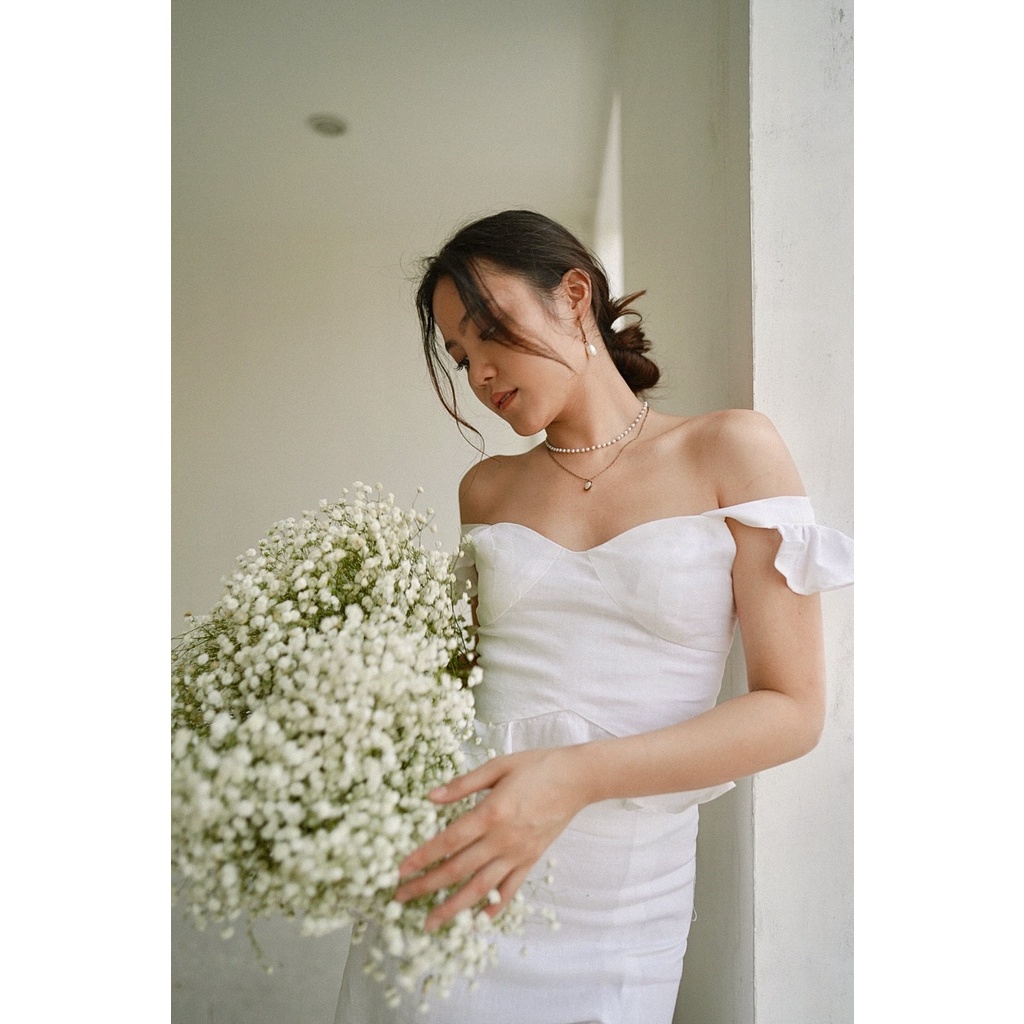 Amore Ruffle Top (Linen 100%) | Shopee Thailand