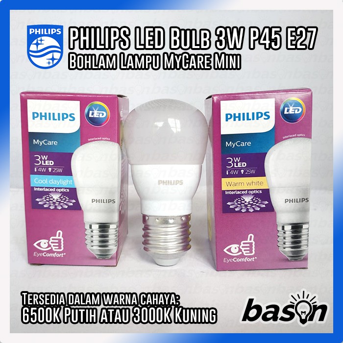 Philips หลอดไฟ LED 3W E27 P45 - หลอดไฟ LED ขนาดเล็ก MyCare | Shopee Thailand