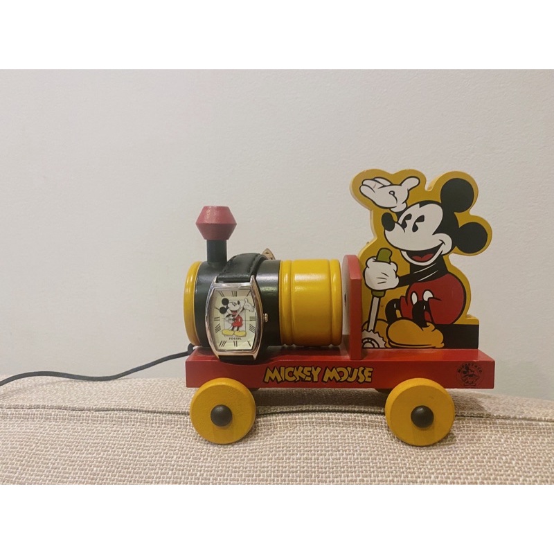 Rare Item 90s FOSSIL MICKEY MOUSE WATCH WITH WOODEN TOY (LIMITED ...