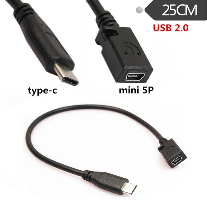 สายแปลง Mini USB to Type C ยาว 25cm (Type C USB 3.1 Male to 5pin Mini ...
