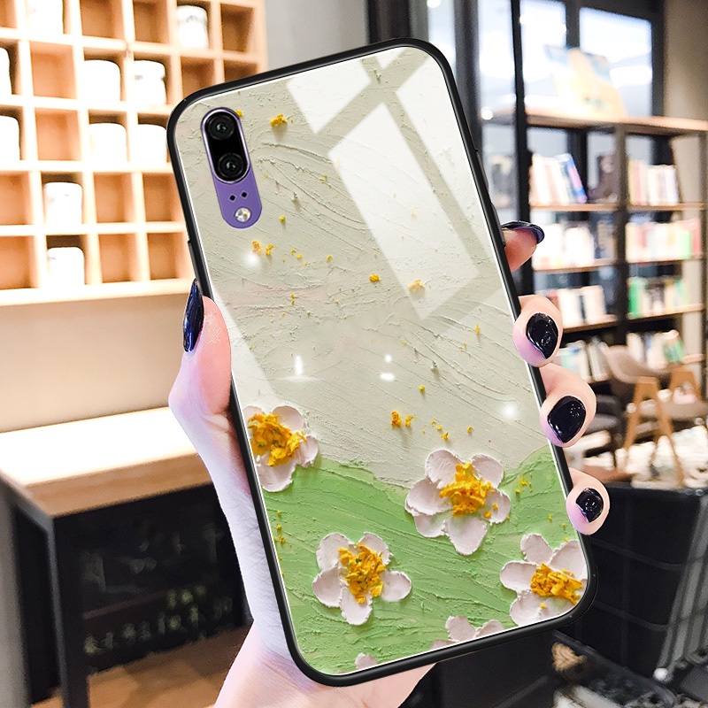 Dmy เคสโทรศัพท์มือถือ ลายภาพวาดสีน้ํามัน รูปดอกไม้ สําหรับ huawei P20 pro P30 lite P10 plus mate ...