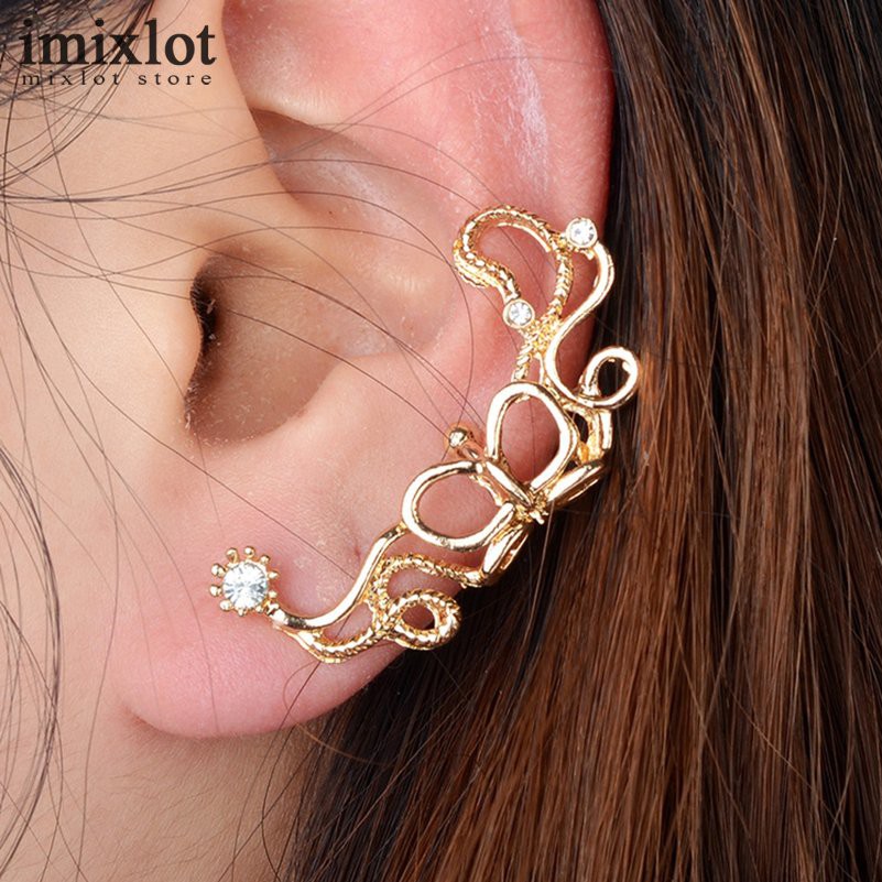 ต่างหู แบบหนีบ บน เจาะล่าง ลายผีเสื้อเพชรน้อย เฉพาะข้างขวา ear cuff | Shopee Thailand