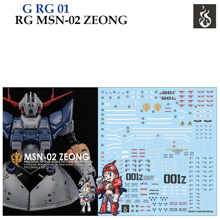 ดีคอลน้ำ [Ghost] RG 01 MSN-02 ZEONG RG 1/144 (HIQ) Fluorescent WATER ...