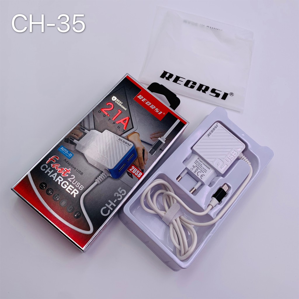 RECRSI CH-35 สายชาร์จพร้อมปลั๊ก 2 USE Charger Set Fast Charging 2.1A ...
