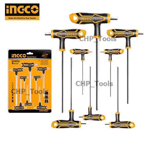 INGCO HHKT8081 ชุดประแจหกเหลี่ยม ประแจหกเหลี่ยม ด้ามตัวที 2 - 10 มม. (8 ...