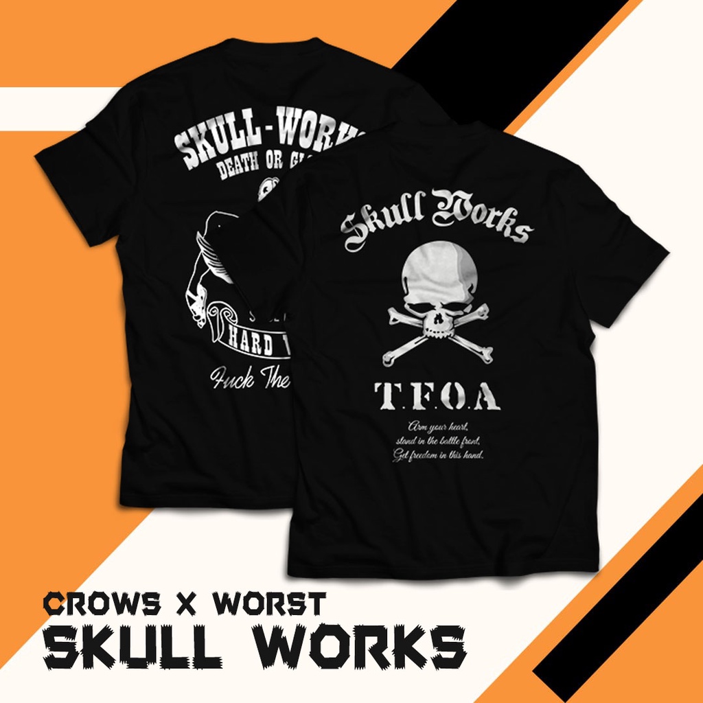 【ใหม่】Tfoa Cotton Combed 24s Skull Works Crows X Worst T-Shirt | Shopee ...