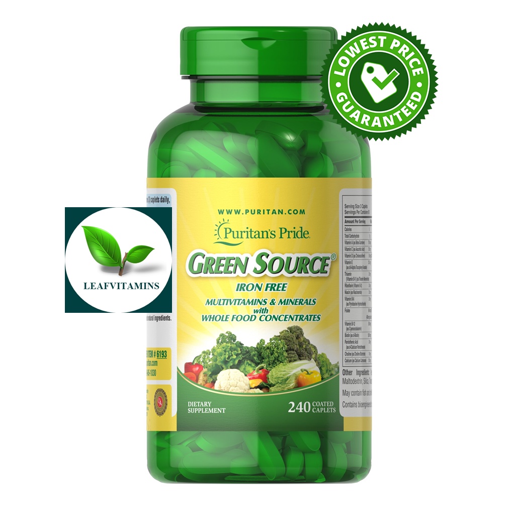 Puritan's Pride Green Source® Iron Free Multivitamin & Minerals / 240 ...