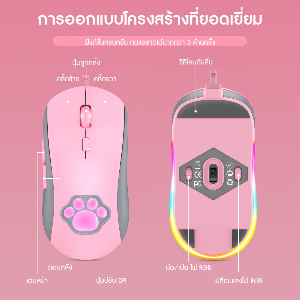 ONIKUMA NEKO Gaming Mouse เมาส์เกมมิ่ง ออฟติคอล ความแม่นยำสูง ปรับ DPI ...