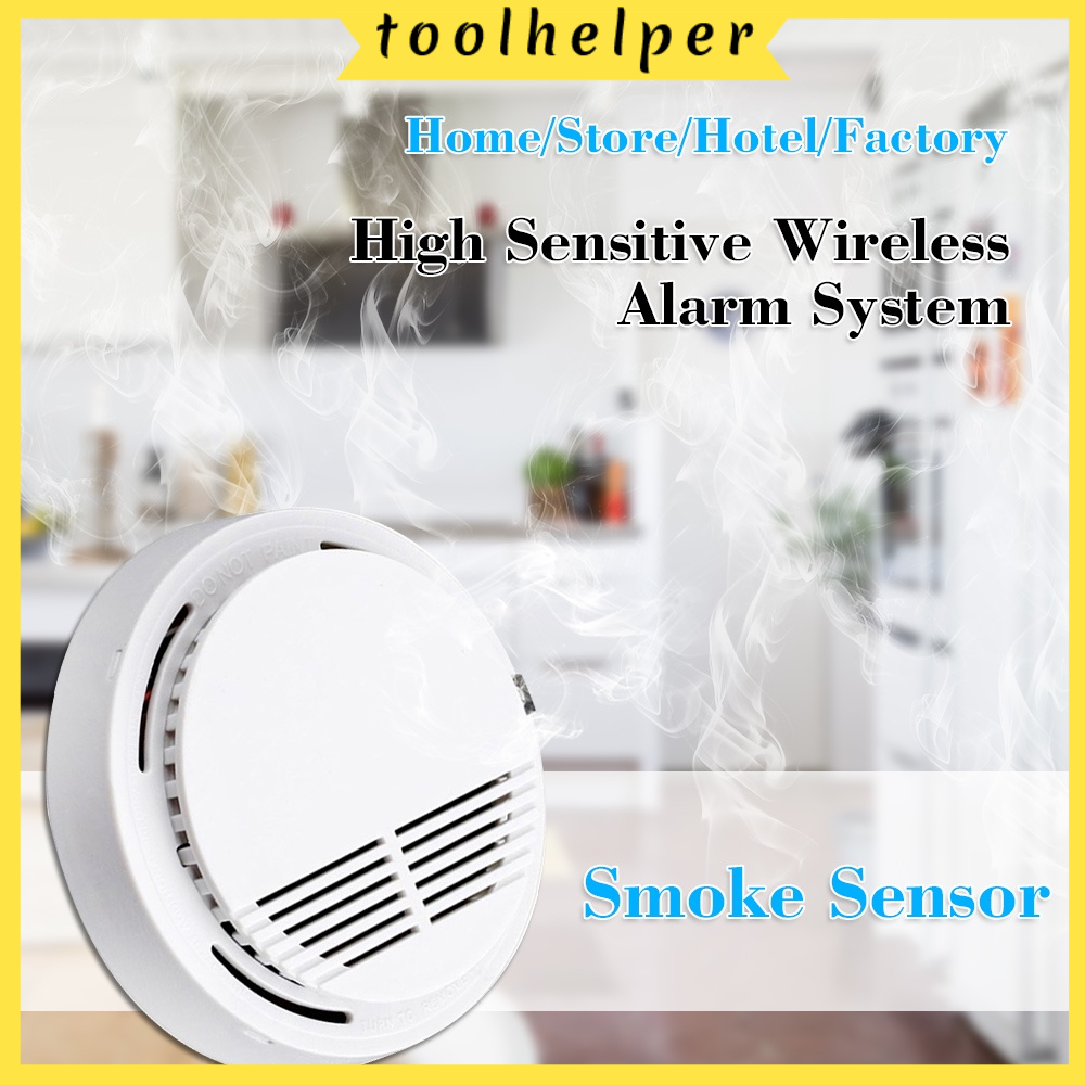 9V Battery Operated Photoelectric Smoke Alarm LED Light Flashing ...