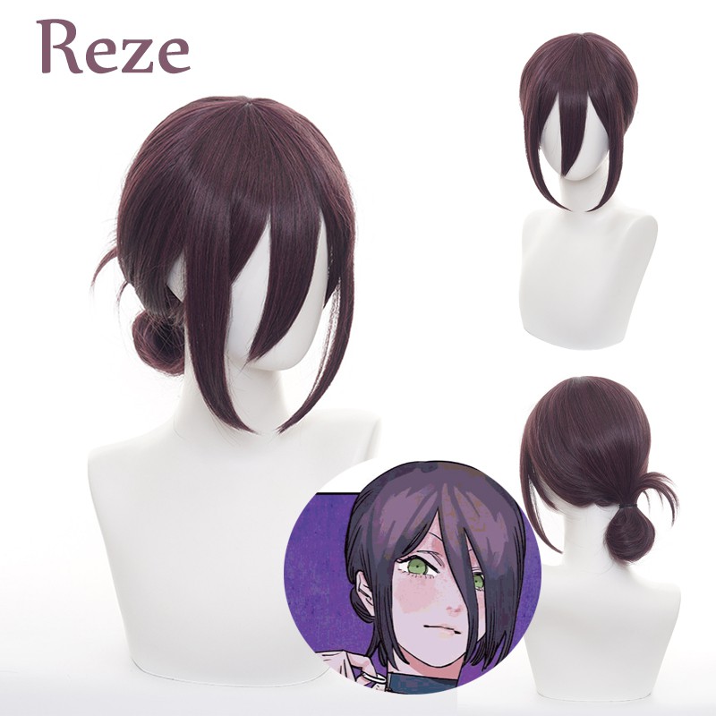 Chainsaw Man-Reze Wig Cosplay Dark Purple Long Hair Ponytail Anime ...
