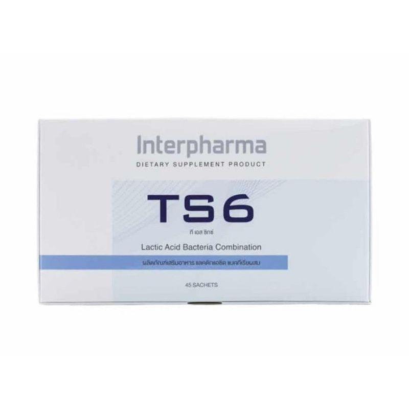 exp 8/2023 TS6 Interpharma 45 ซอง ทีเอสหก โปรไบโอติก probiotic จุลินทรีย์ แบคทีเรีย อินเตอร์ฟาร์ ...