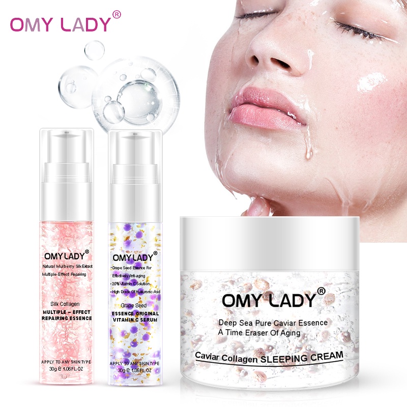 OMY LADY Deep Repair Set Silk Collagen Face Serum+ Grape Seed Essence ...