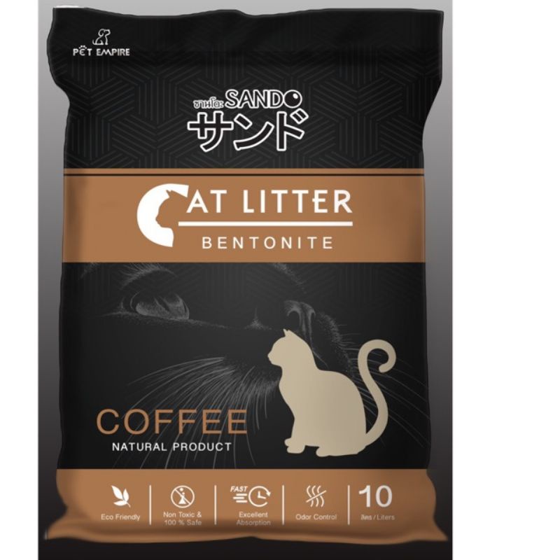 SANDO Cat Litter Bentonite Coffee 10L ทรายแมวเบนโทไนท์ ซานโดะ กลิ่นกาแฟ ...