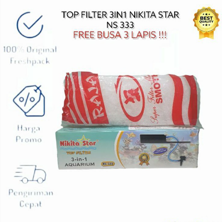 NIKA STAR NS 333 TOP FILTER AQUARIUM 3 IN 1 NS 333 TOP FILTER ฟรีโฟม ...