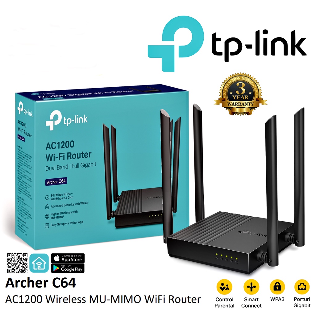 ⚡️เร้าเตอร์แรงๆ⚡️TP-LINK (Archer C64) AC1200 Wireless MU-MIMO WiFi ...