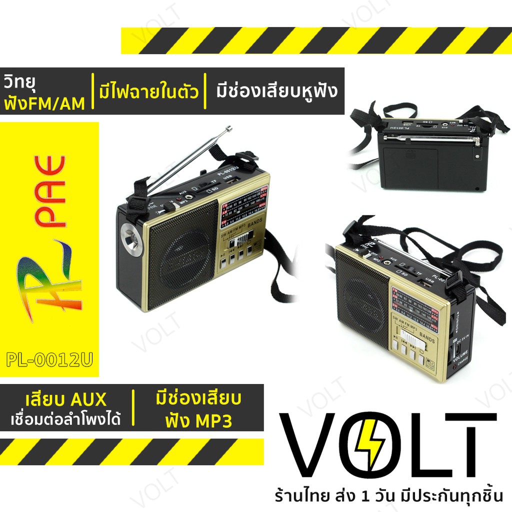 PAE วิทยุ AM/FM รุ่น PL-0012U มีไฟฉาย (คละสี) | Shopee Thailand
