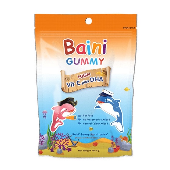 Baini GUMMY High Vit C Plus DHA เบนิ กัมมี่ เยลลี่ วิตามินซี ผสม ดีเอช ...