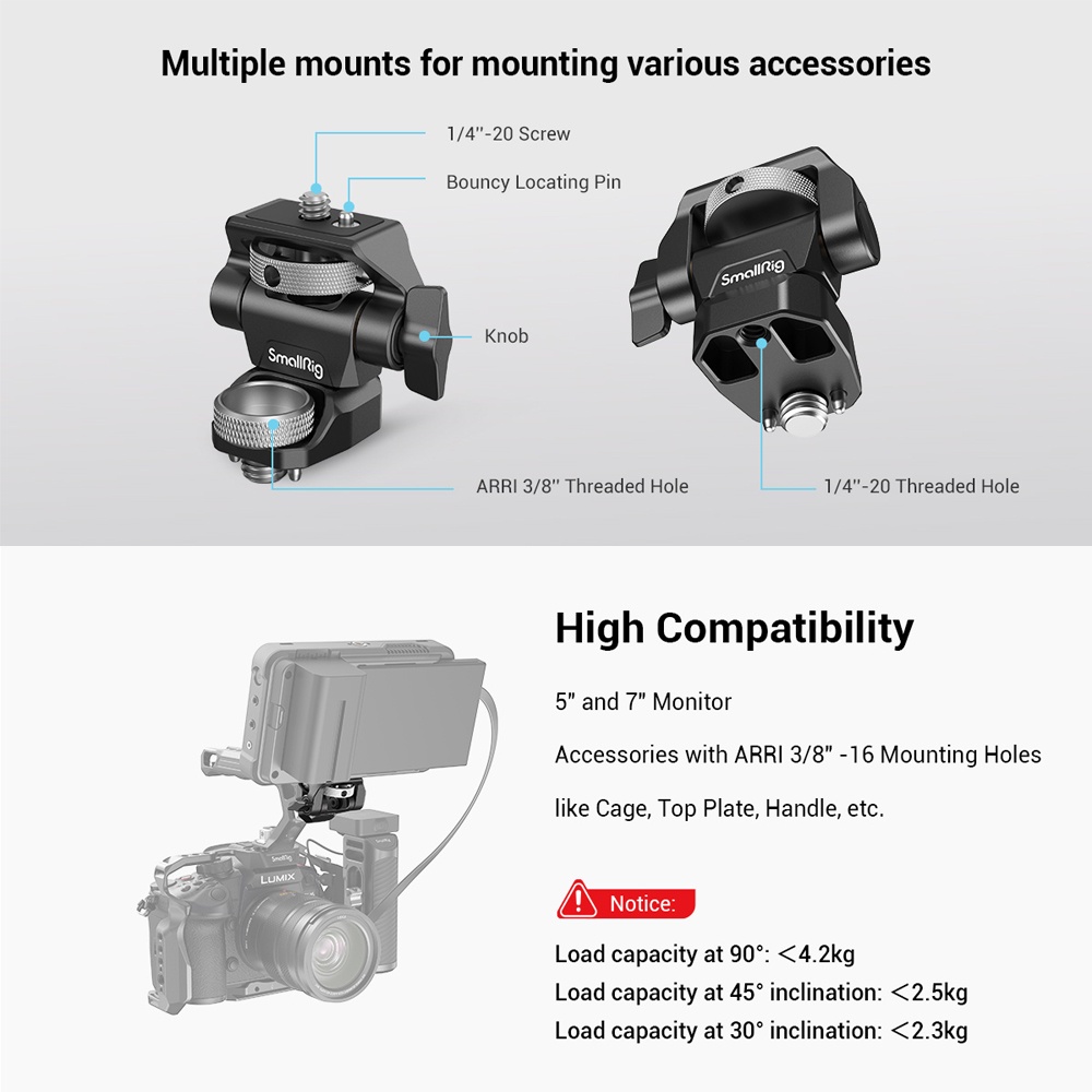 SmallRig Swivel and Tilt Adjustable Monitor Mount พร้อม ARRI-Style ...
