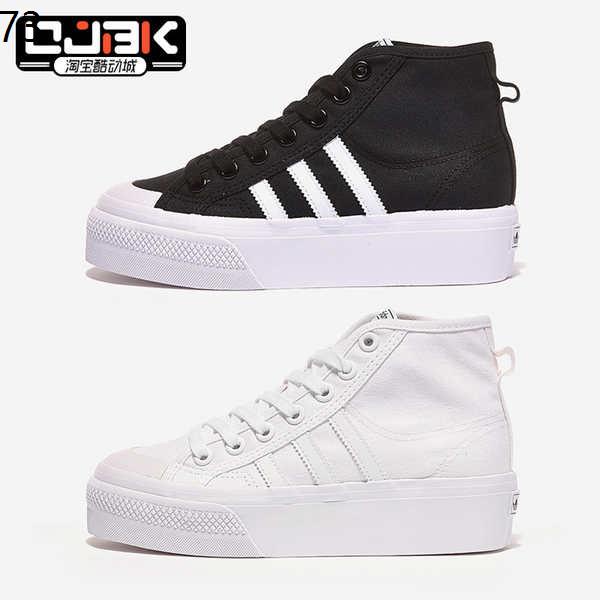 xf Adidas Shamrock Nizza หนาด้านล่างของผู้หญิงเพิ่มรองเท้าสีขาวขนาดเล็ก ...