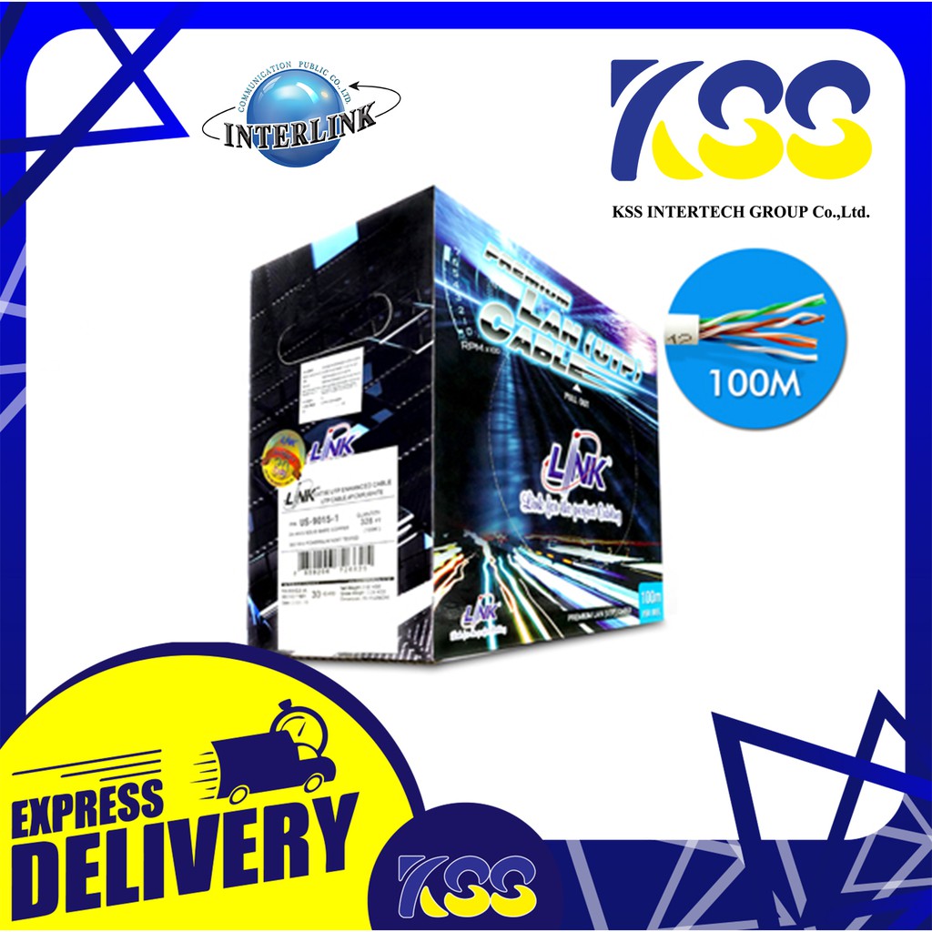 สายแลน LINK US-9015-1 CAT 5E INDOOR 100เมตร สายแลนสำหรับเดินภายในอาคาร ...
