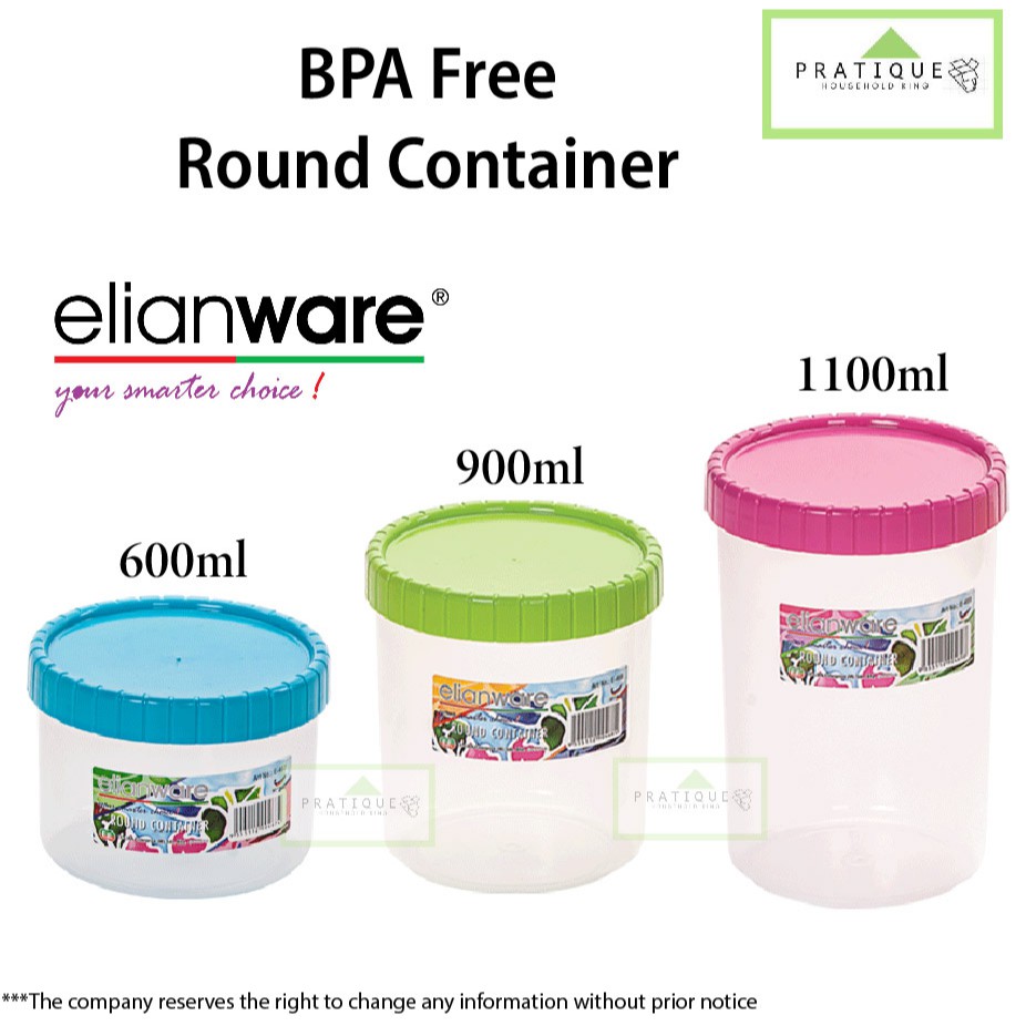 Elianware BPA Free Round Container (600ml / 900ml / 1100ml) | Shopee Thailand