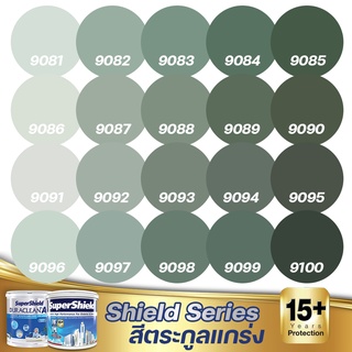 TOA Supershield + Duraclean A+ กึ่งเงา สีเขียวหม่น ขนาด 9L สีภายนอก+สี ...