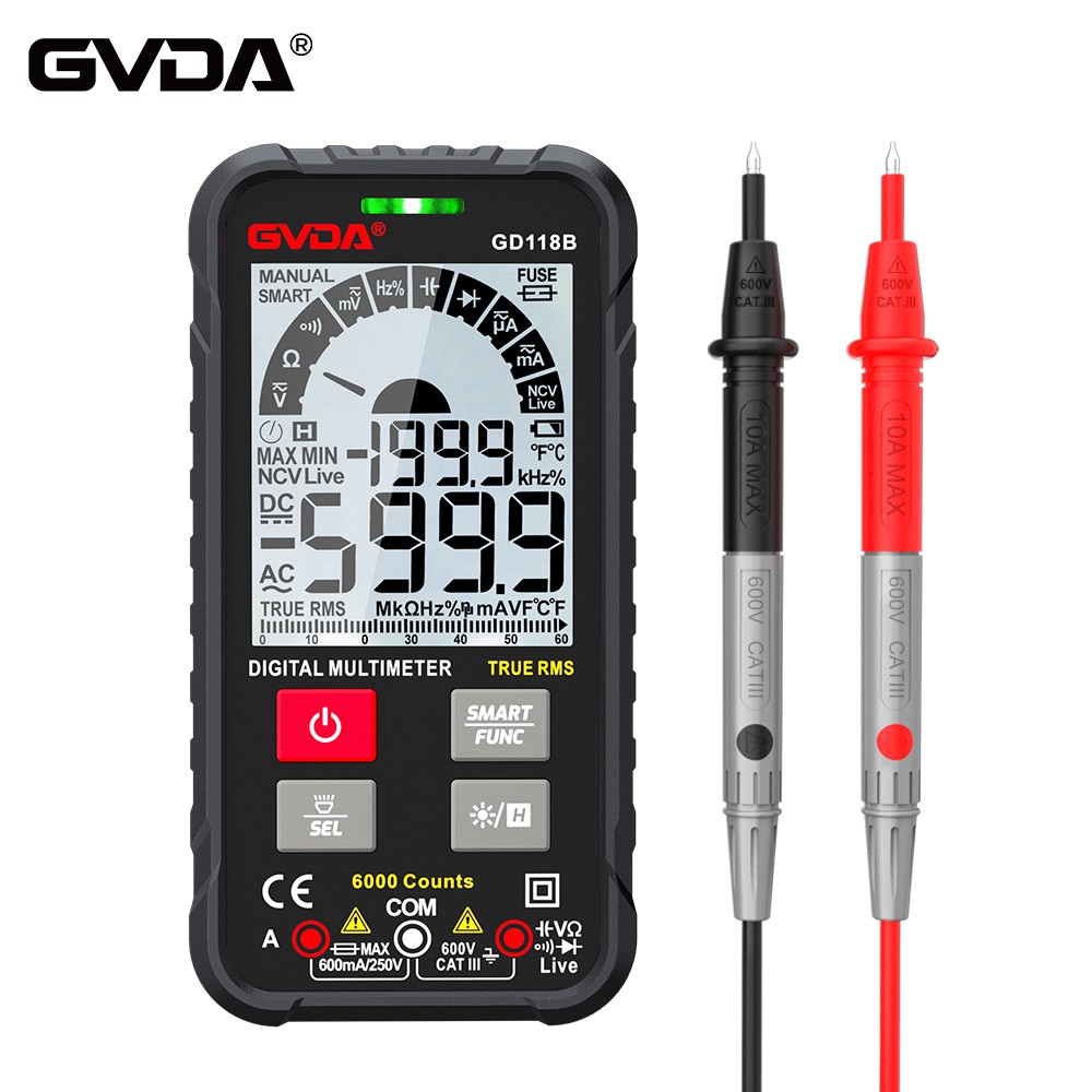 GVDA NEW Generation 600V Digital Multimeter Ture RMS AC DC NCV Smart ...