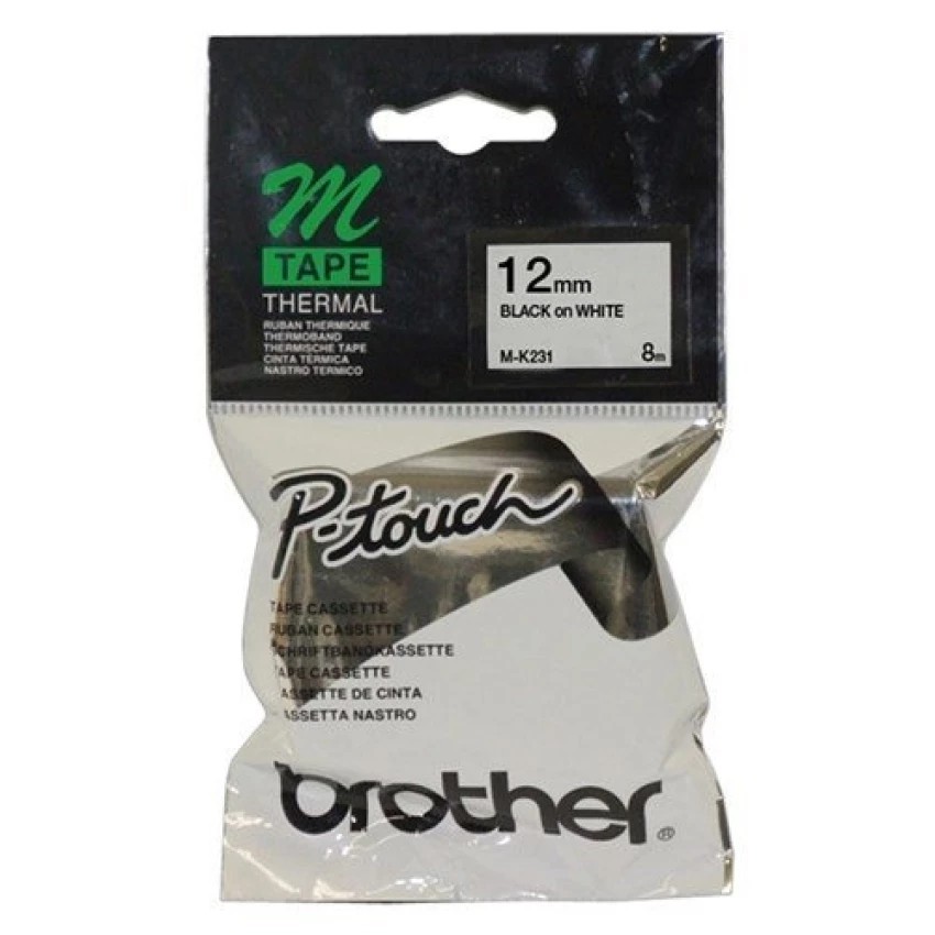 Brother 12mm Black on White Label Tape รุ่น M-K231 | Shopee Thailand