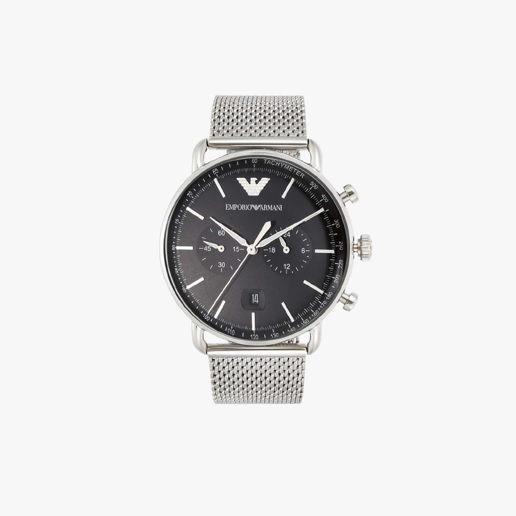 Emporio Armani นาฬิกาข้อมือผู้ชาย Aviator Chronograph Quartz Black Dial ...