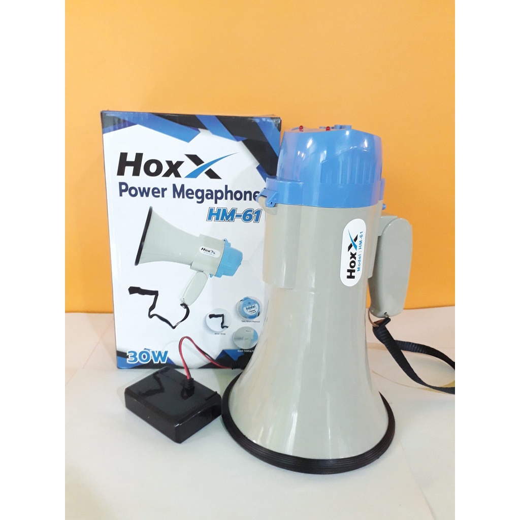 โทรโข่ง HOXX HM-61 ขนาด 6 นิ้ว สีน้ำเงิน 30W มีไซเรน อัดเสียงได้ Megaphone รหัสสินค้า: HM-61 ...