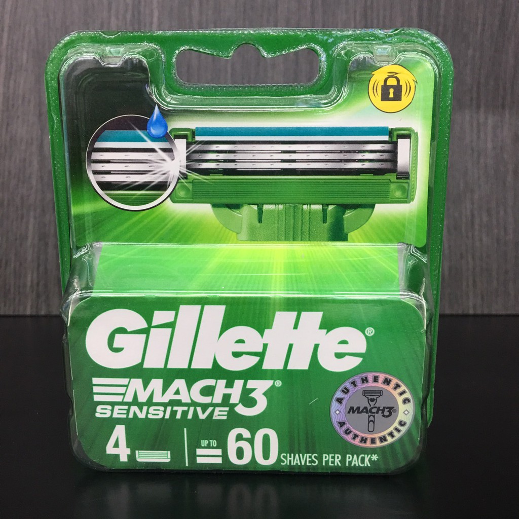 Gillette Mach 3 Sensitive (2-4 ชิ้น/แพ็ค)ยิลเล็ตต์ มัคทรี เซนซิทีฟ ใบ ...