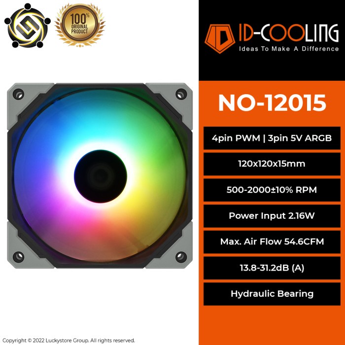 Id-cooling IDCOOLING NO-12015-XT ARGB Fan 120mm 12cm Slim PWM | Shopee ...