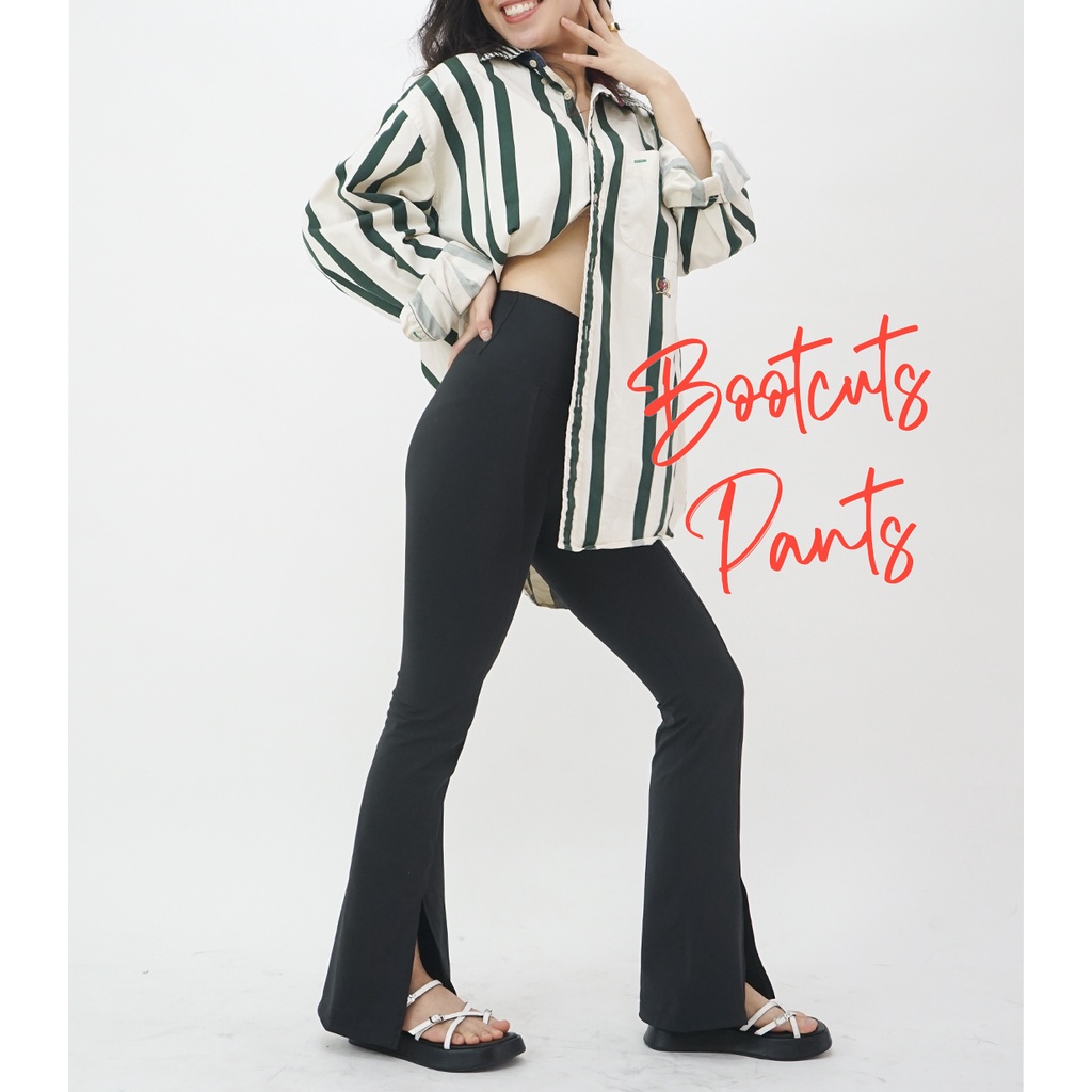 SAT Bootcut Pants กางเกงผ้ายืดขายาว ทรงบูทคัท | Shopee Thailand